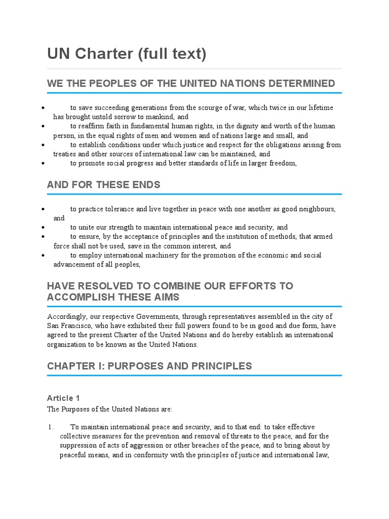 UN Charter | PDF | United Nations General Assembly | World Politics