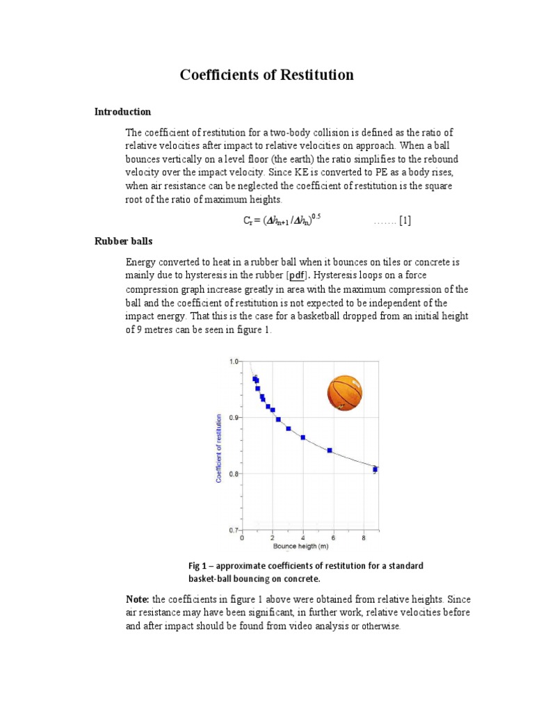 Coefficients of Restitution | PDF | Collision | Mechanics
