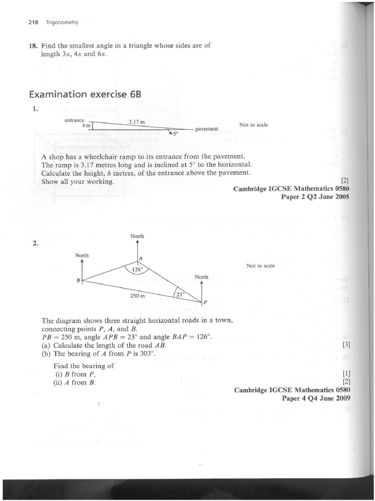 Maths - Examination Exercise 6B Rayner Book | PDF