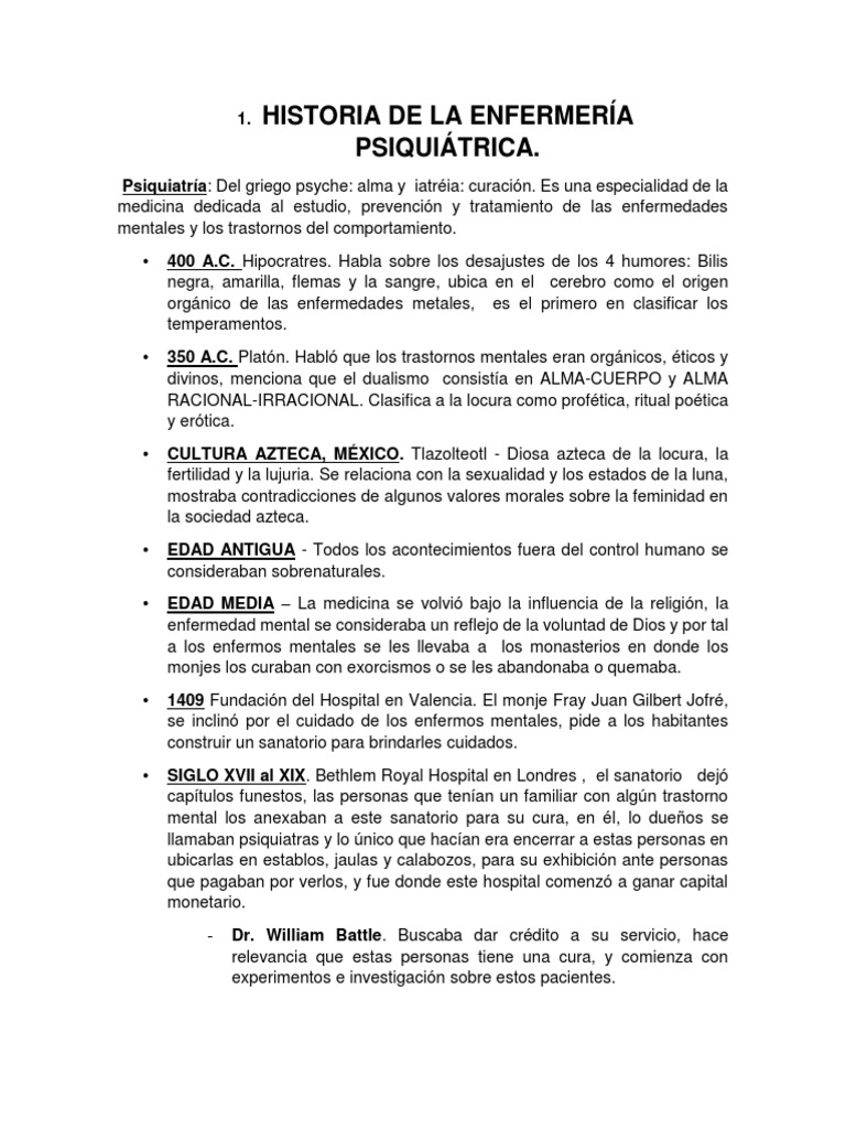 Historia de La Enfermería Psiquiátrica | Descargar gratis PDF | Enfermería | Psiquiatría