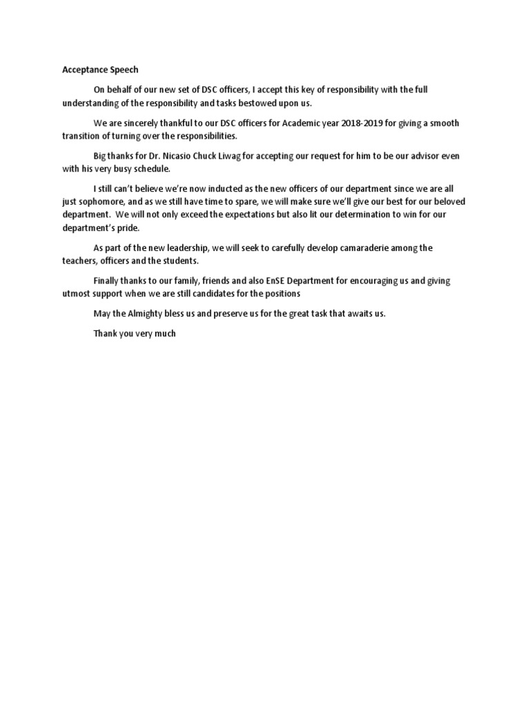Acceptance Speech | PDF
