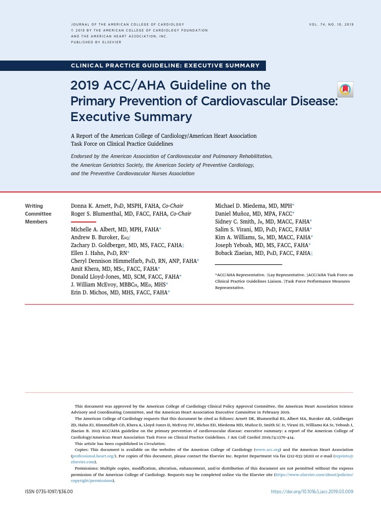 2019 ACC AHA Guidelines For Primary Prevention of CV Disease | PDF | Cardiovascular Diseases ...