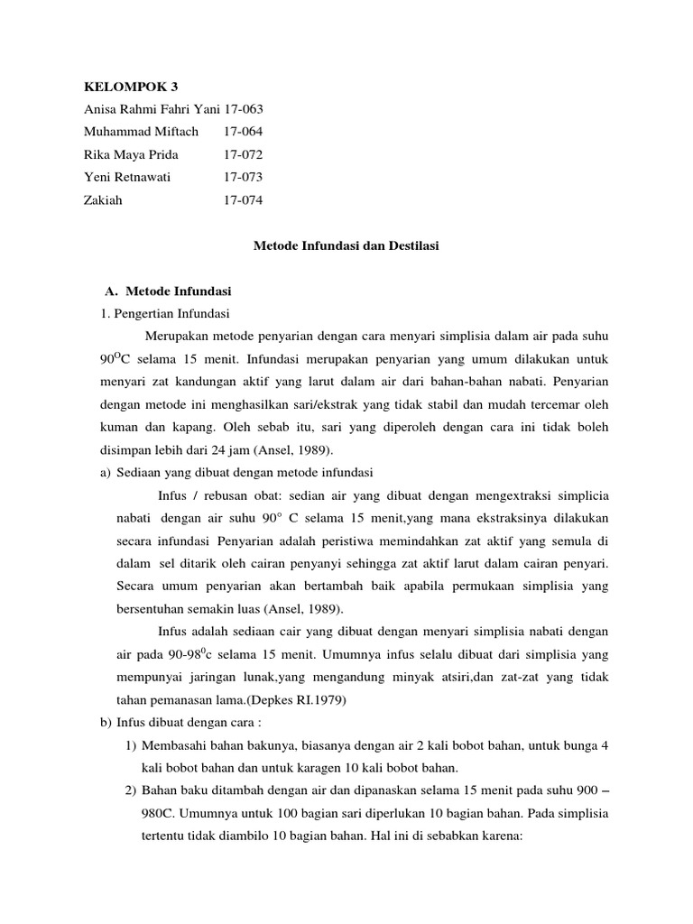 Metode Infundasi Dan Destilasi | PDF