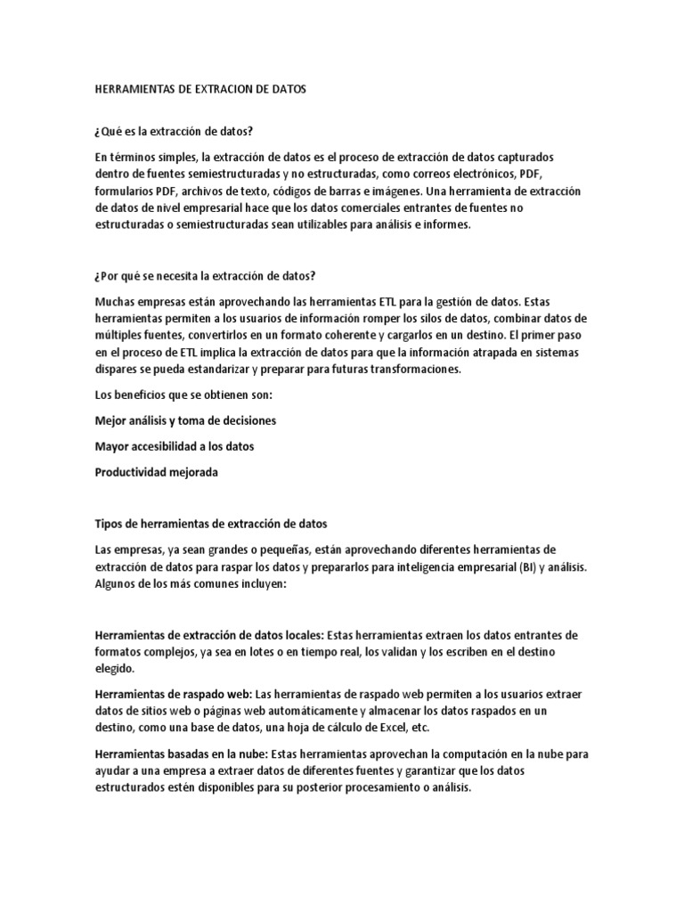 Herramientas para Extracción de Datos | PDF | Página web | Red mundial