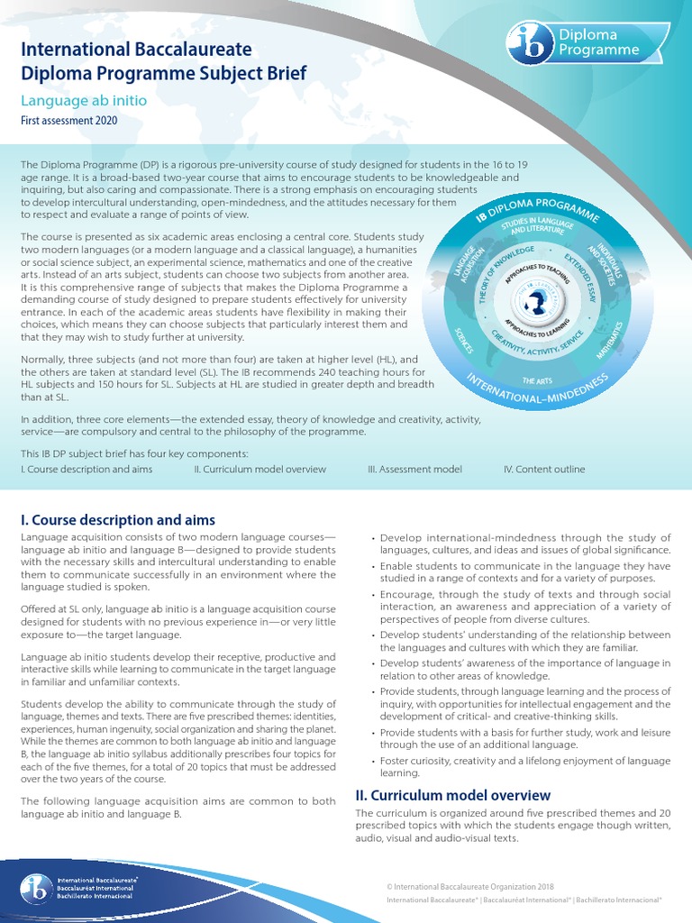 IB Language Ab Initio Guide First Assessment in 2020 | PDF | Curriculum ...