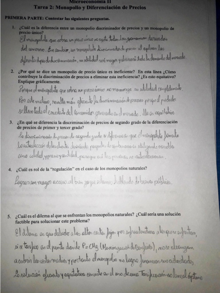 Tarea 2 Micro II PDF | Descargar gratis PDF | Monopolio | Excedente económico