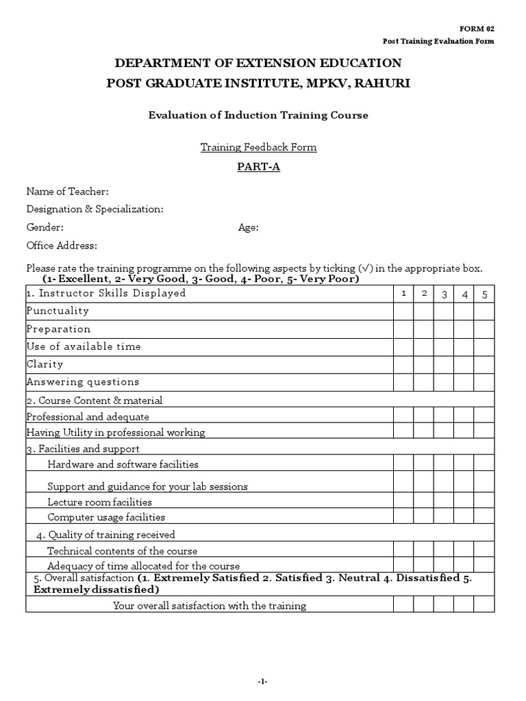 FORM 02 Post Training Evaluation Form | PDF | Communication | Behavior Modification