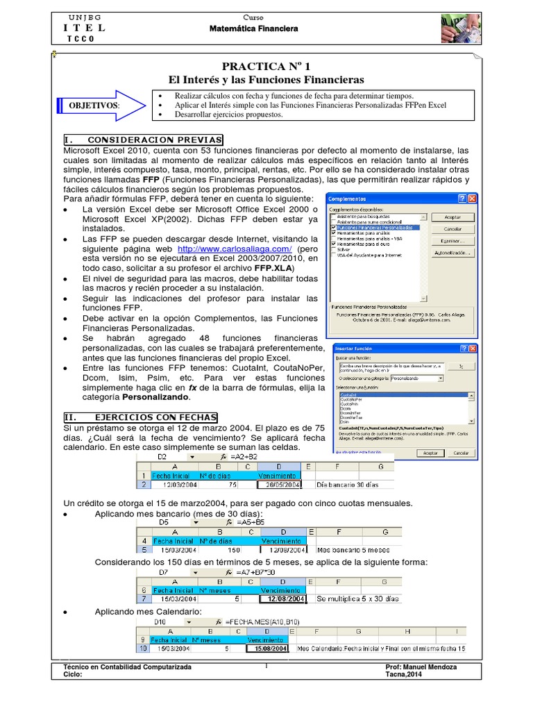 Prac1 MatFinaciera | PDF | Interés | Microsoft Excel