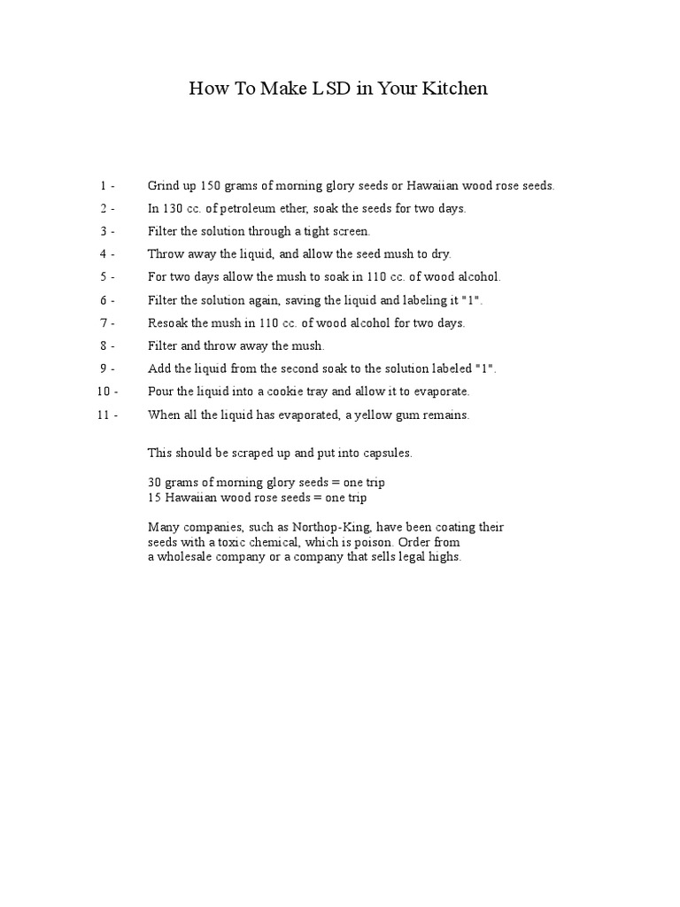 How To Make LSD in Your Kitchen | PDF