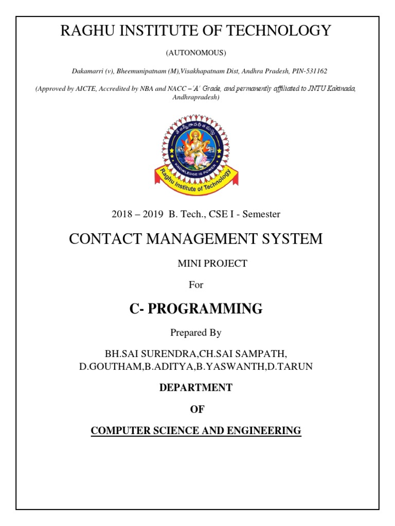 Contact Management System - C Programming Project by Raghu | PDF | C (Programming Language ...