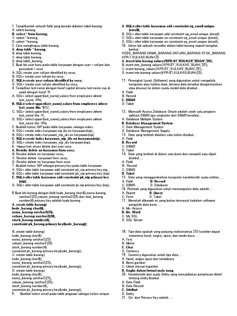 Soal Basis Data Pdf