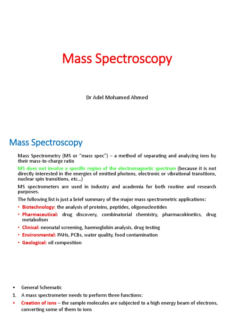 Mass Spectros PDF | PDF | Mass Spectrometry | Electrospray Ionization