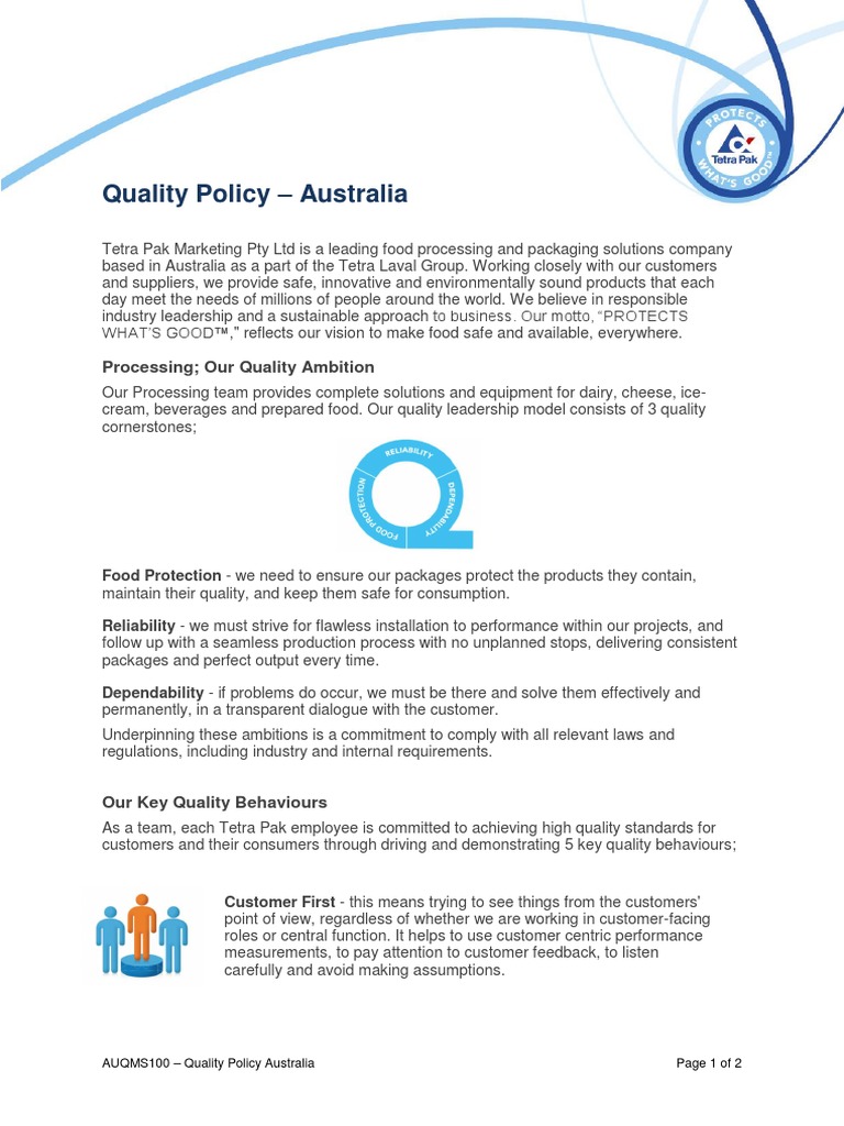 Quality Policy | PDF | Packaging And Labeling | Benchmarking