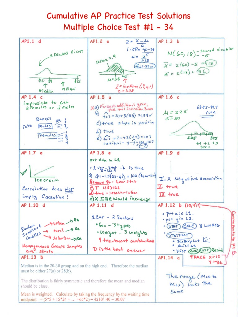Cumulative AP Statistics Test Solutions | PDF | Teaching Methods ...