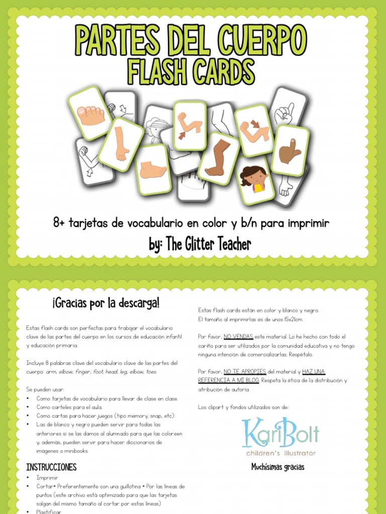 Flashcards de Partes del Cuerpo | PDF | Artes del Lenguaje y ...