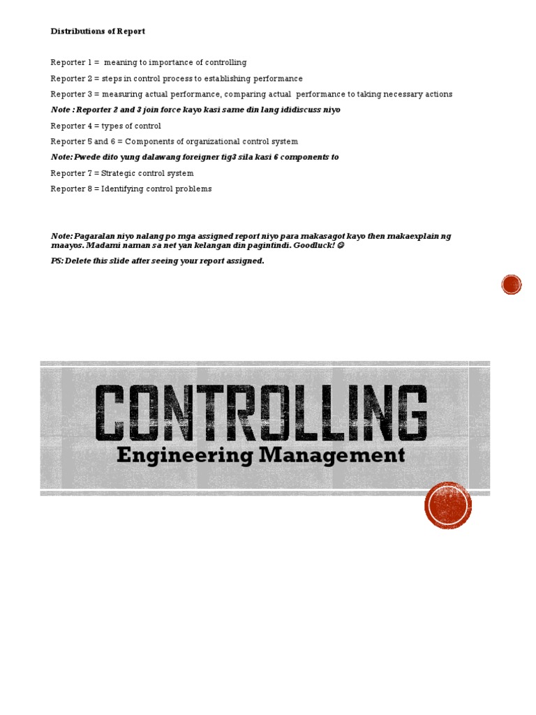 Controlling System in Engineering Management | PDF | Performance ...