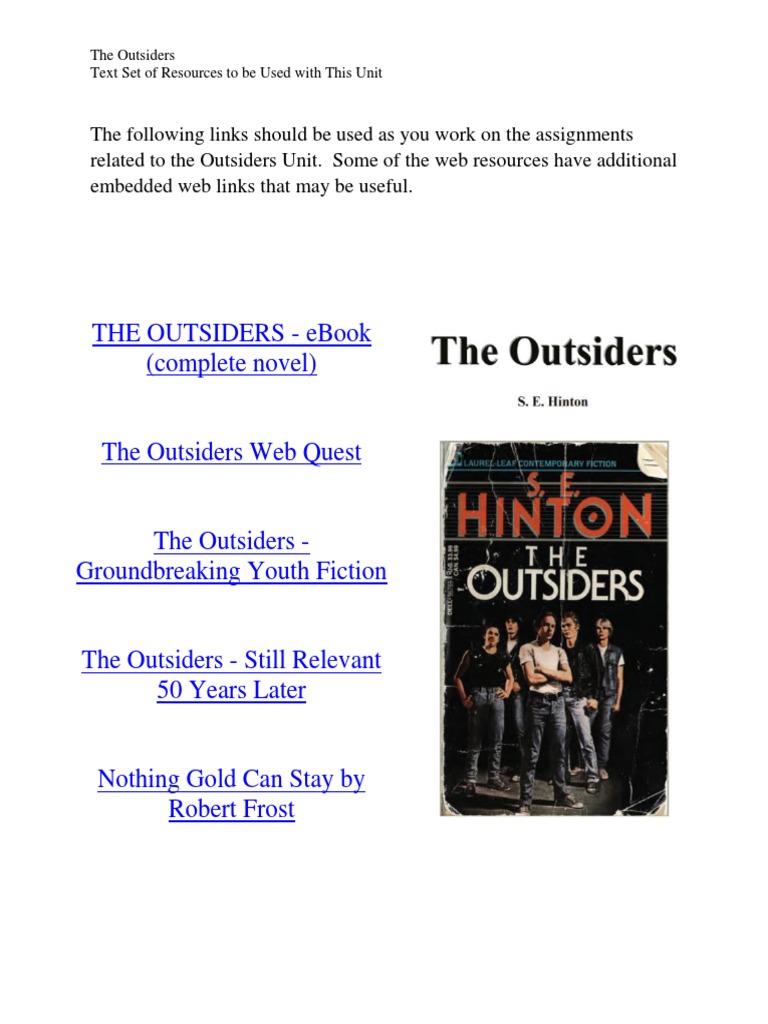 Resources for The Outsiders Unit | PDF | Gang | Violence