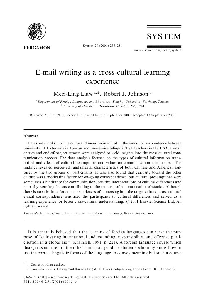 Email Writing As A Cross Cultural Learning Experience | PDF | English ...