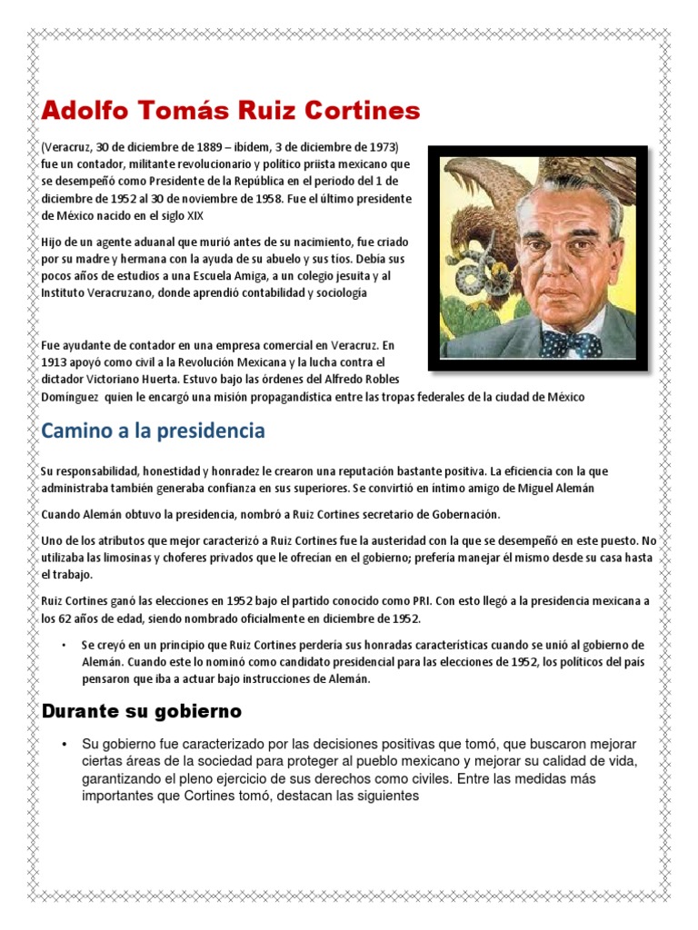 Adolfo Tomás Ruiz Cortines | PDF | México | Corrupción política