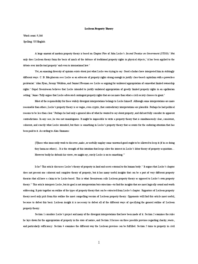 Locke Theory of Property | PDF | John Locke | Property