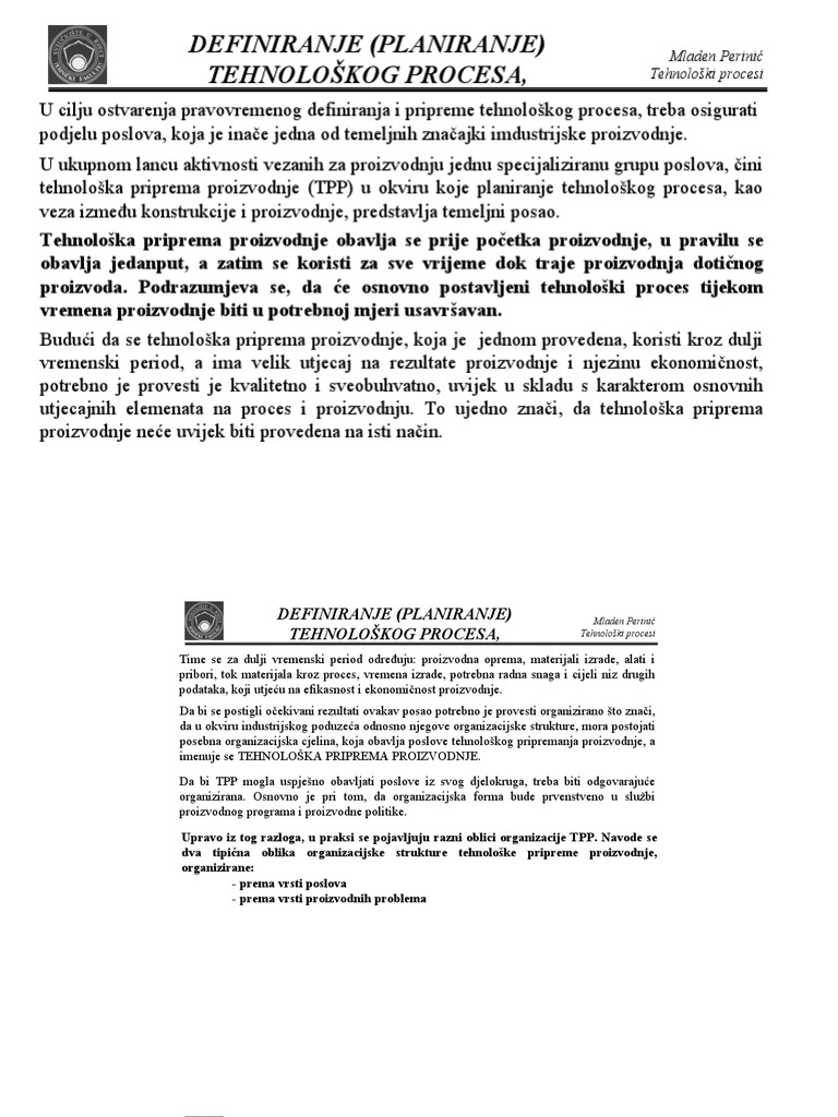 Operativna Priprema Proizvodnje PDF | PDF