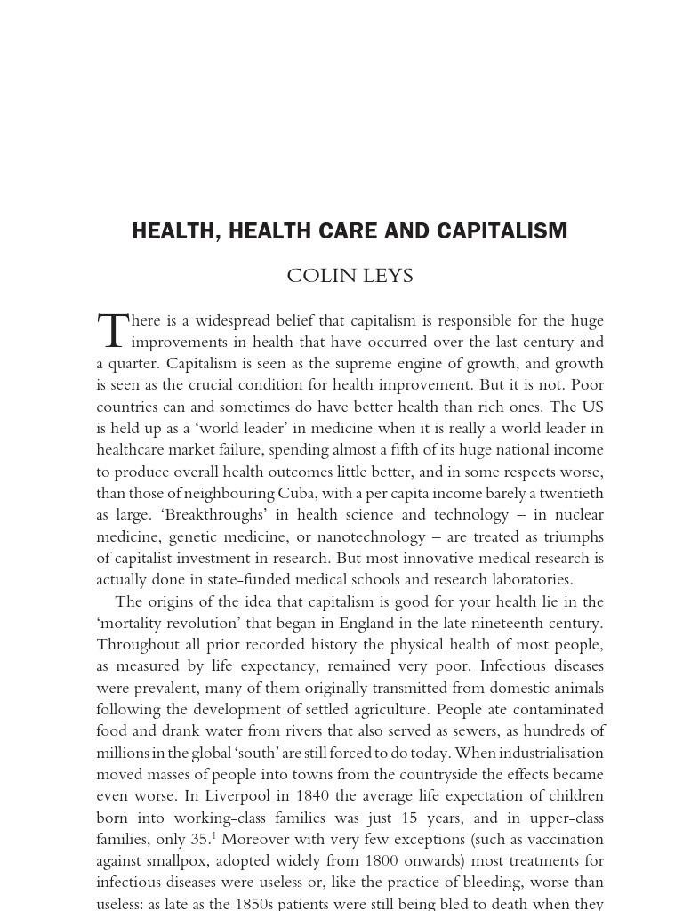 Capitalism's Impact on Health Outcomes | PDF | Capitalism | Economic ...