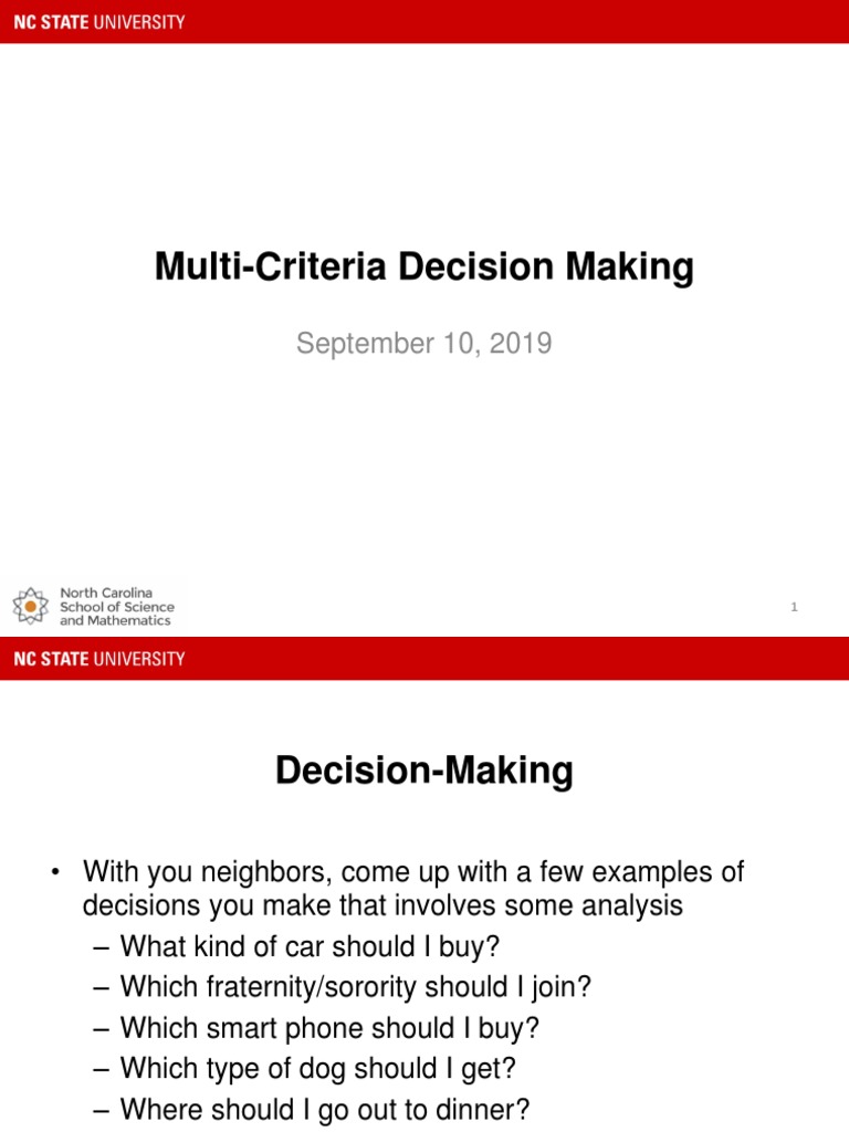 MCDM Process Powerpoint | PDF | Categorical Variable | Decision Making