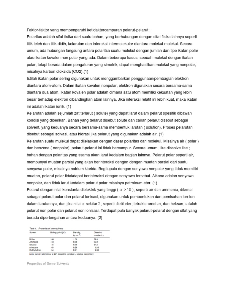 Indeks Polaritas Pelarut dan Kelarutan | PDF