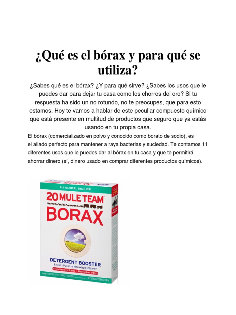 Qué Es El Bórax y para Qué Se Utiliza | PDF | Boro | Sustancias químicas