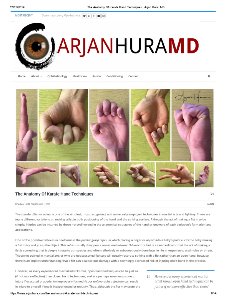 The Anatomy of Karate Hand Techniques - Arjan Hura, MD | PDF | Thumb | Hand