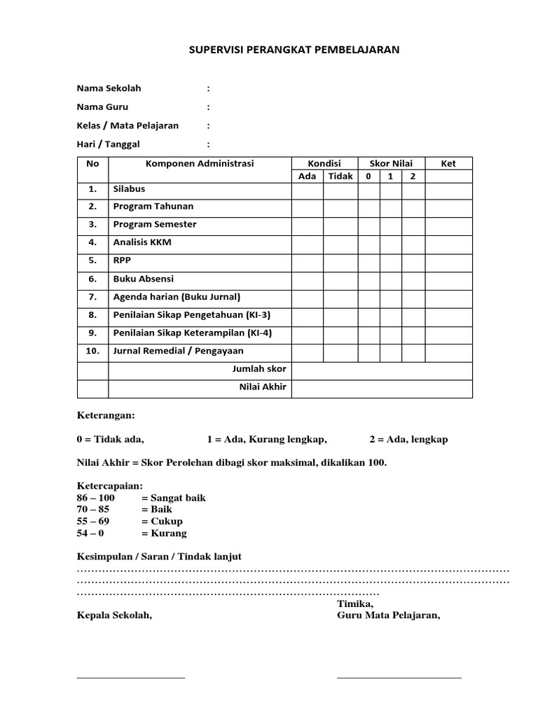 Instrumen Supervisi Guru SMP | PDF Instrumen Supervisi Guru SMP | PDF