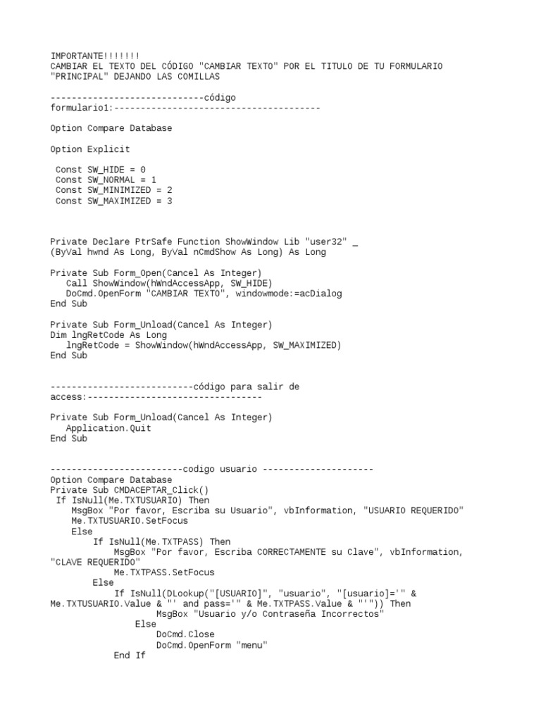 Codigo Access Macros | PDF