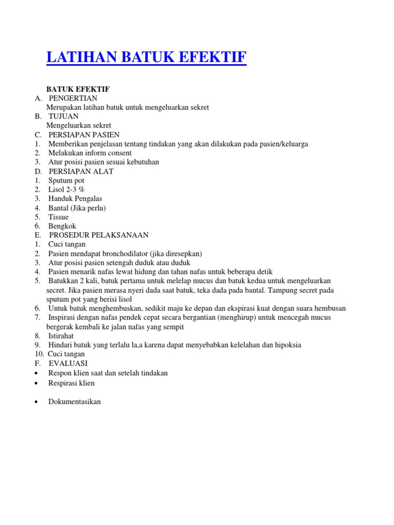 Sop Latihan Batuk Efektif | PDF