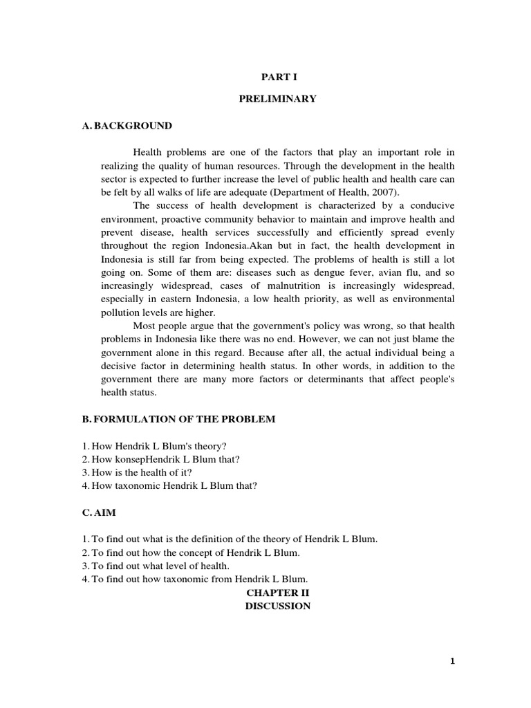 Makalah Tentang Teori Hendrik L Blum - Id.en | PDF | Public Health ...