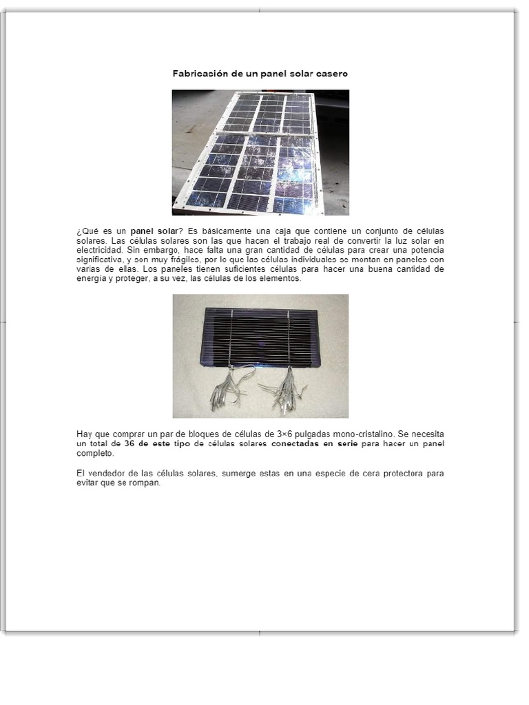 Fabricación de Un Panel Solar Casero PDF | PDF