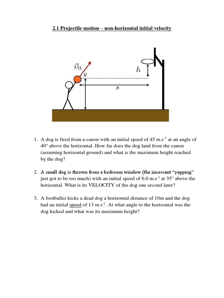 2.1 Projectile Motion With NON Horizontal Motion | PDF