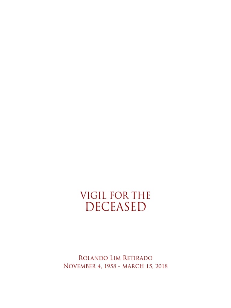 A Vigil for the Deceased: In Memory of Rolando Lim Retirado | PDF ...