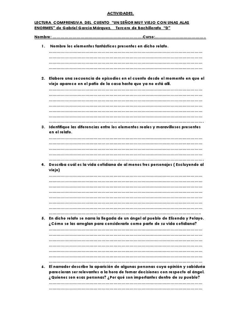 Un Senor Muy Viejo Que Tenia Unas Alas Enormes 1 | PDF