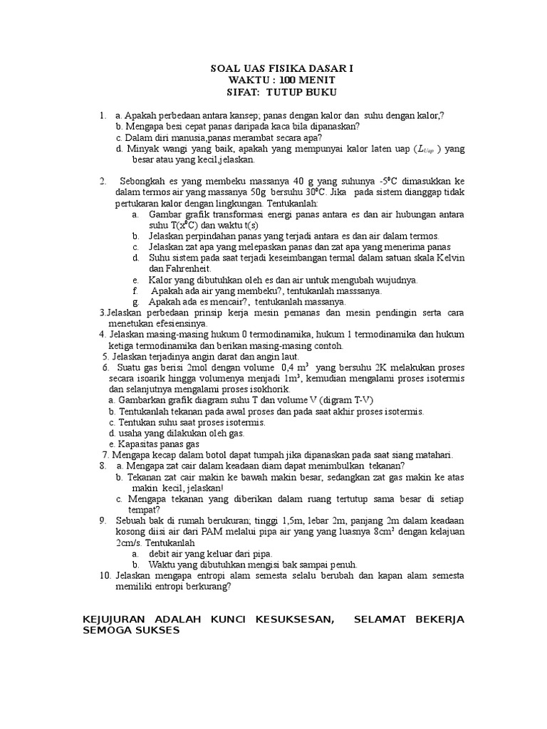 Soal Uas Fisika Dasar 1 | PDF