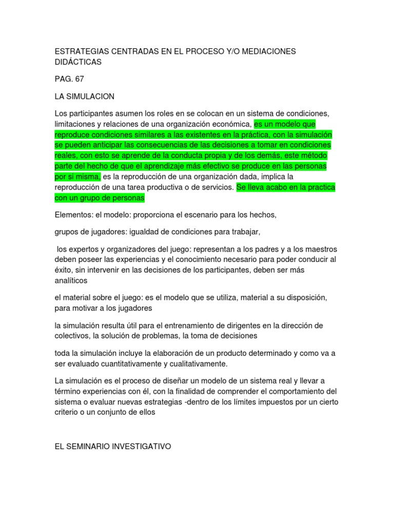 Estrategias Centradas en El Proceso y | PDF | Simulación | Conocimiento