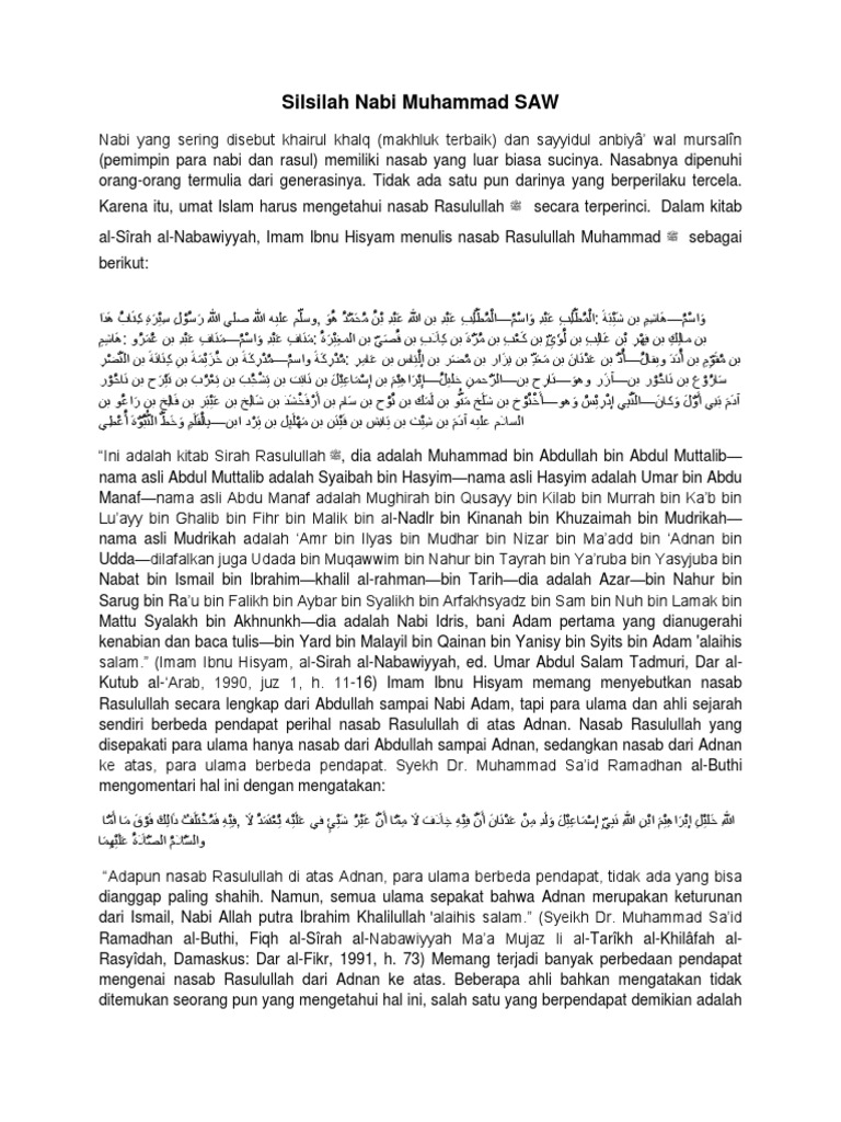 Silsilah Nabi Muhammad SAW | PDF