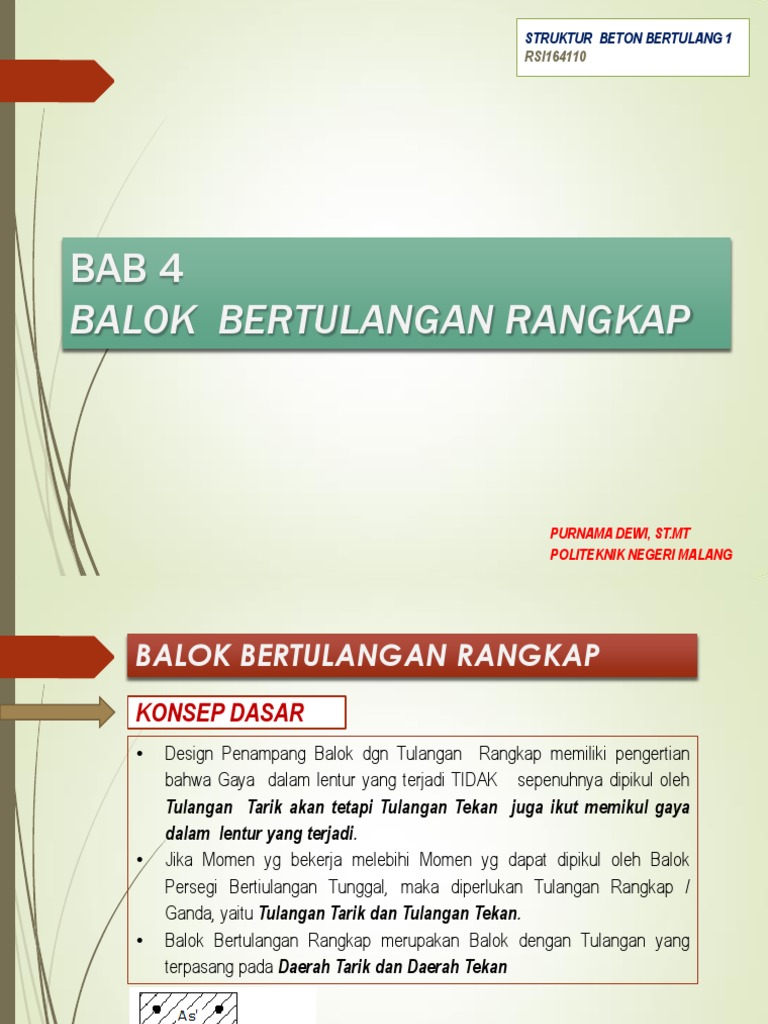 Balok Tulangan Rangkap - PPT | PDF | Metode & Bahan Ajar