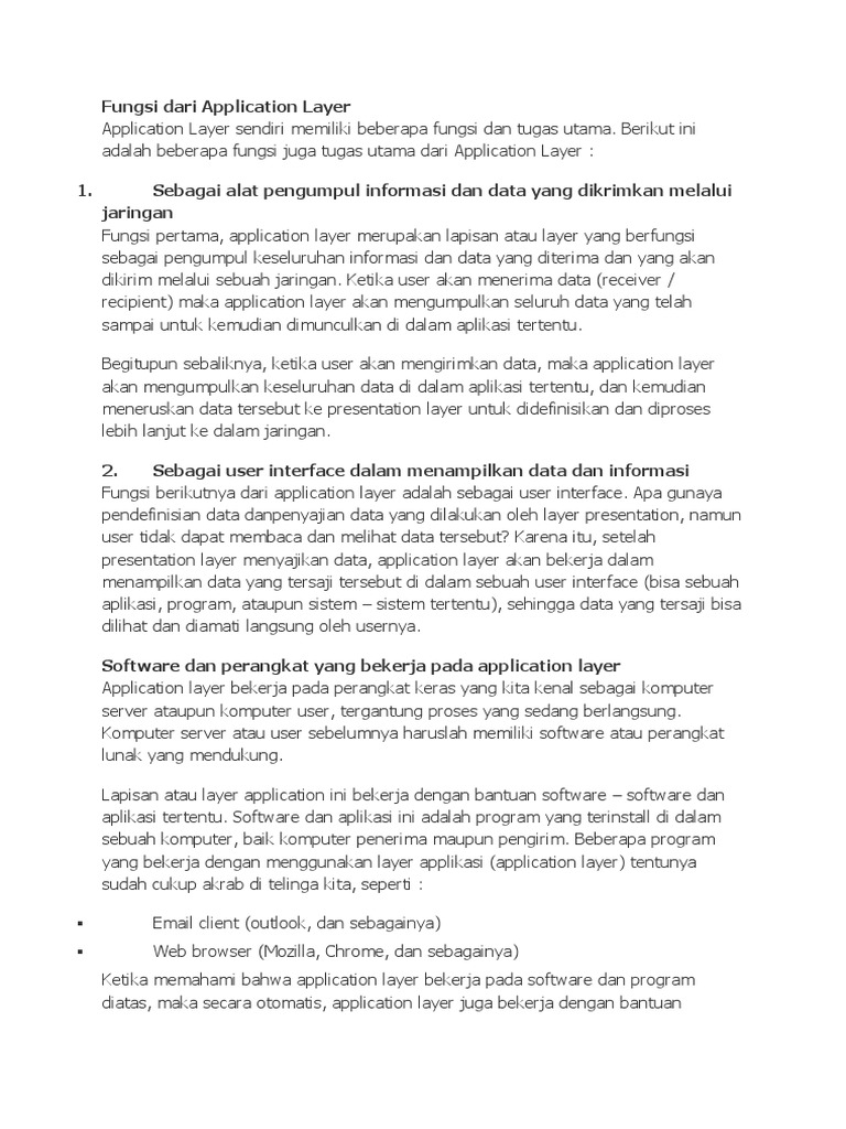 Fungsi Dari Application Layer | PDF