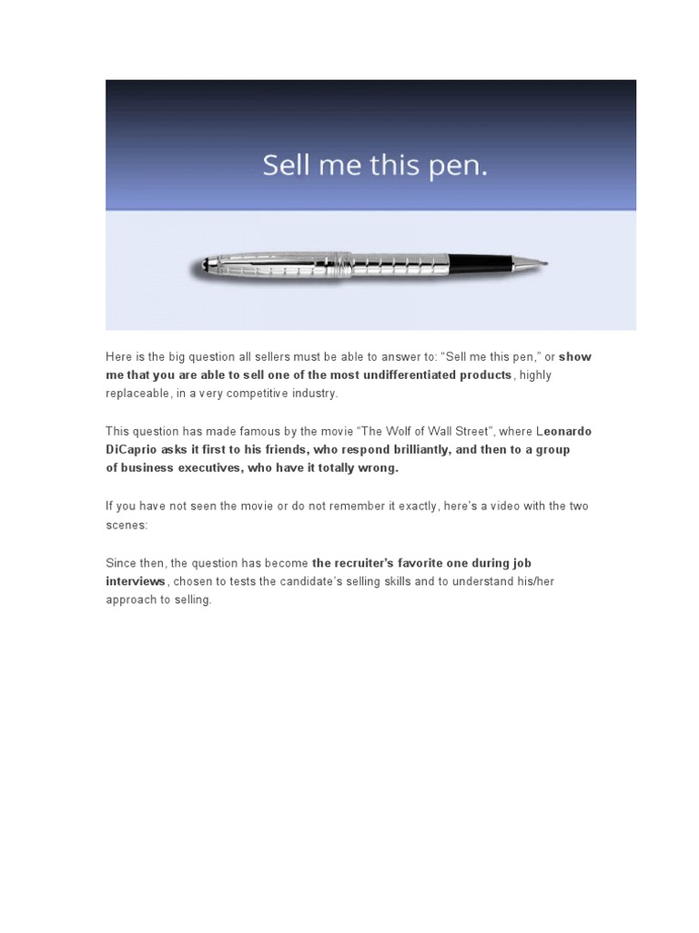 The Best Answer To "Sell Me This Pen" - 4 Tips To Sell in A Super ...