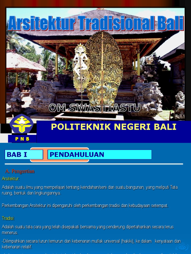 Arsitektur Tradisional Bali dan Filosofinya | PDF