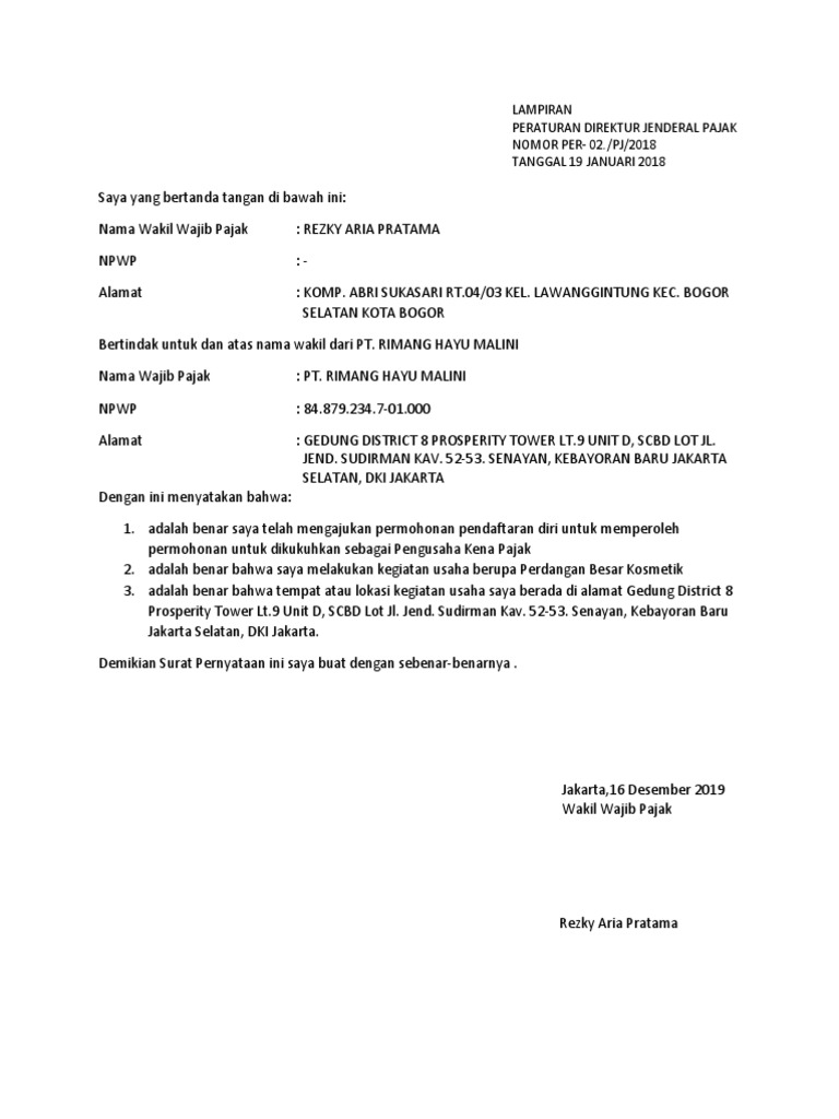 Contoh Pengajuan SPPKP | PDF