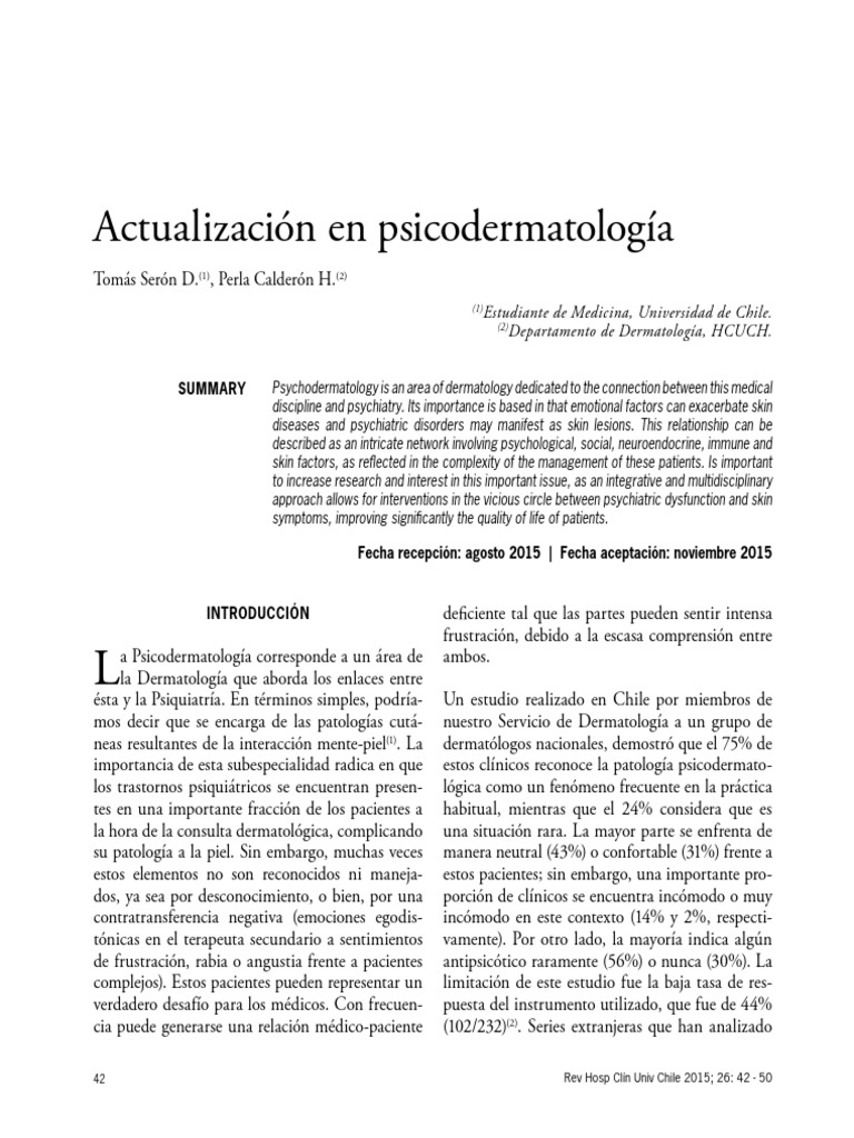 Actualización sobre la importancia de la psicodermatología y su impacto ...