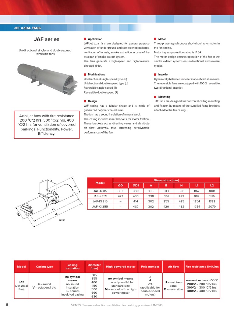 Jets Axial Fans (JAF Series) | PDF | Electric Motor | Manufactured Goods