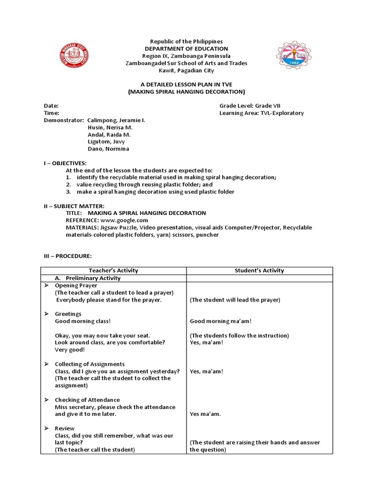 A Detailed Lesson Plan in Tve | PDF | Recycling