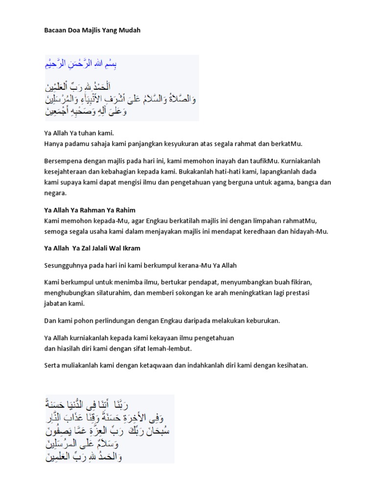Bacaan Doa Majlis Yang Mudah | PDF